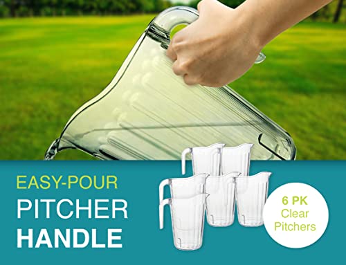 Arrow Home Products Clear Plastic Pitcher, 60 Ounce - 6 Pack Bulk Set for Bars and Restaurants - Space-Saving Stackable Design - Fill with Ice Water, Beer - Made in the USA, BPA Free, Dishwasher Safe