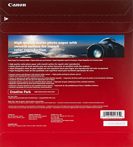 Canon PM-101 Photo Paper Pro Premium Matte (8.5 x 11", 50 Sheets)