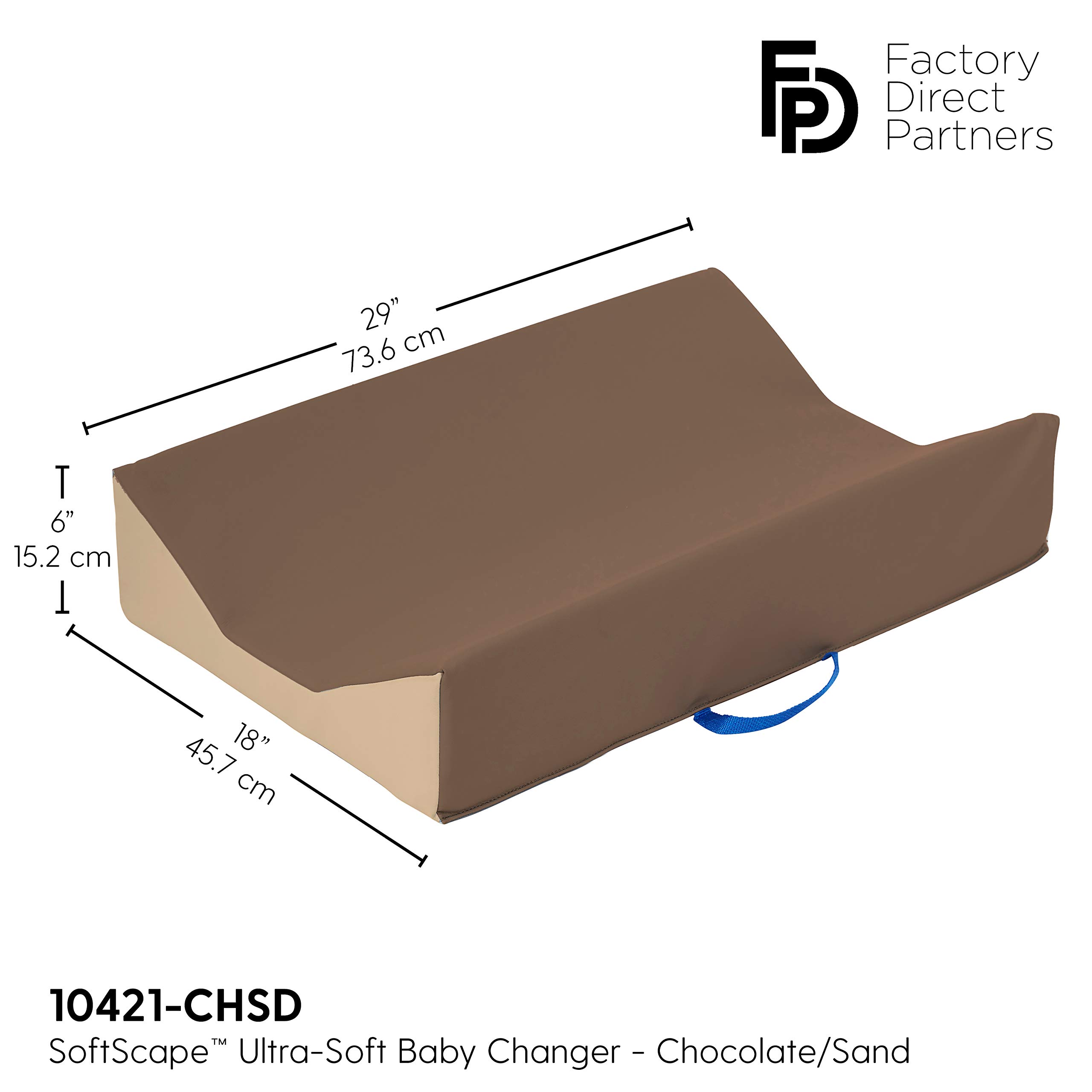 Factory Direct Partners 10421-CHSD SoftScape Ultra-Soft Daycare Baby and Infant Contoured Changing Pad, Non-Slip Bottom, Built-in Handle Easy to Transport Travel - Chocolate/Sand