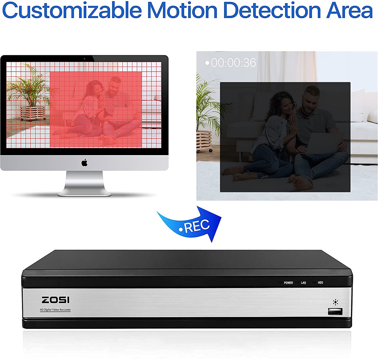 ZOSI H.265+ 16CH Full 1080P Video Security DVR Recorder with 2TB Hard Drive, Hybrid 4-in-1 Surveillance CCTV DVR for 960H/CVI/TVI/AHD Home Security Cameras system (Renewed)