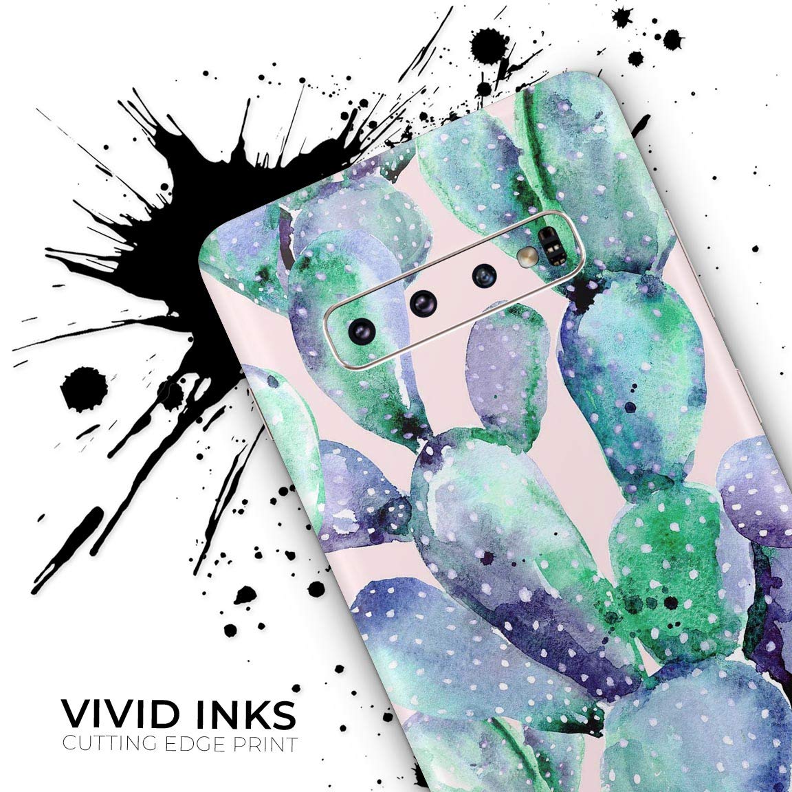 DesignSkinz Watercolor Cactus Succulent Bloom V8 Protective Vinyl Decal Wrap Skin Cover Compatible with The Samsung Galaxy S20 (Screen Trim & Back Glass Skin)