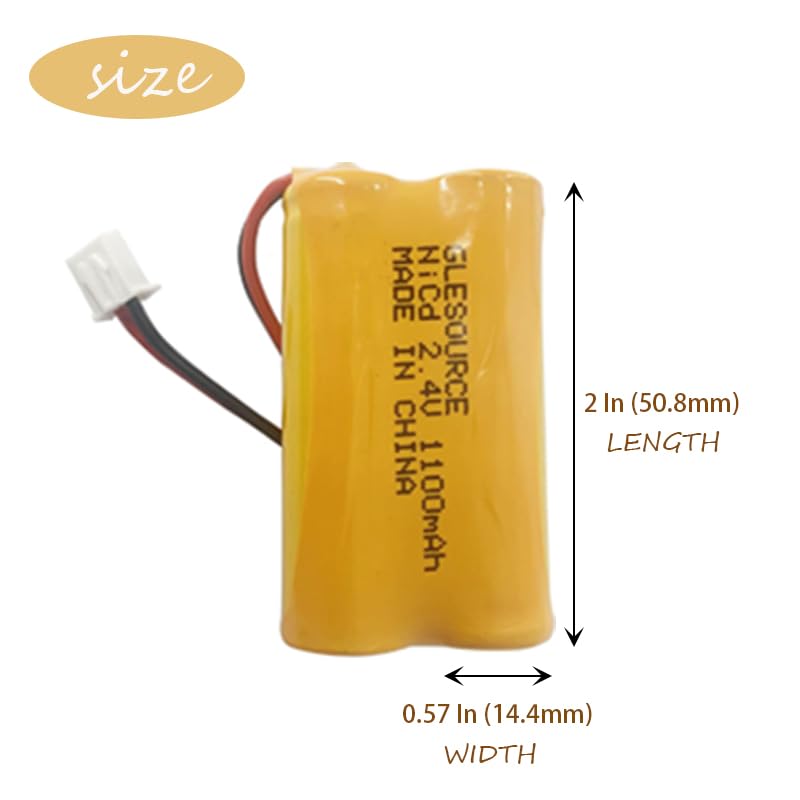 GLESOURCE (2 Pack 2.4V 1100mAh Battery Replacement for Exit Sign Emergency Light Exitronix 10010036 Lithonia 10010034 Interstate NIC1394 BEL-179