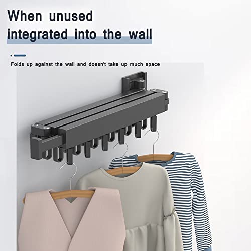 AZHZOLSK Clothes Drying Rack Laundry Space Saver Wall Mounted Retractable & Collapsible(Tri-Fold) Clothes Hanging 18 Windproof Hooks White Color Rack