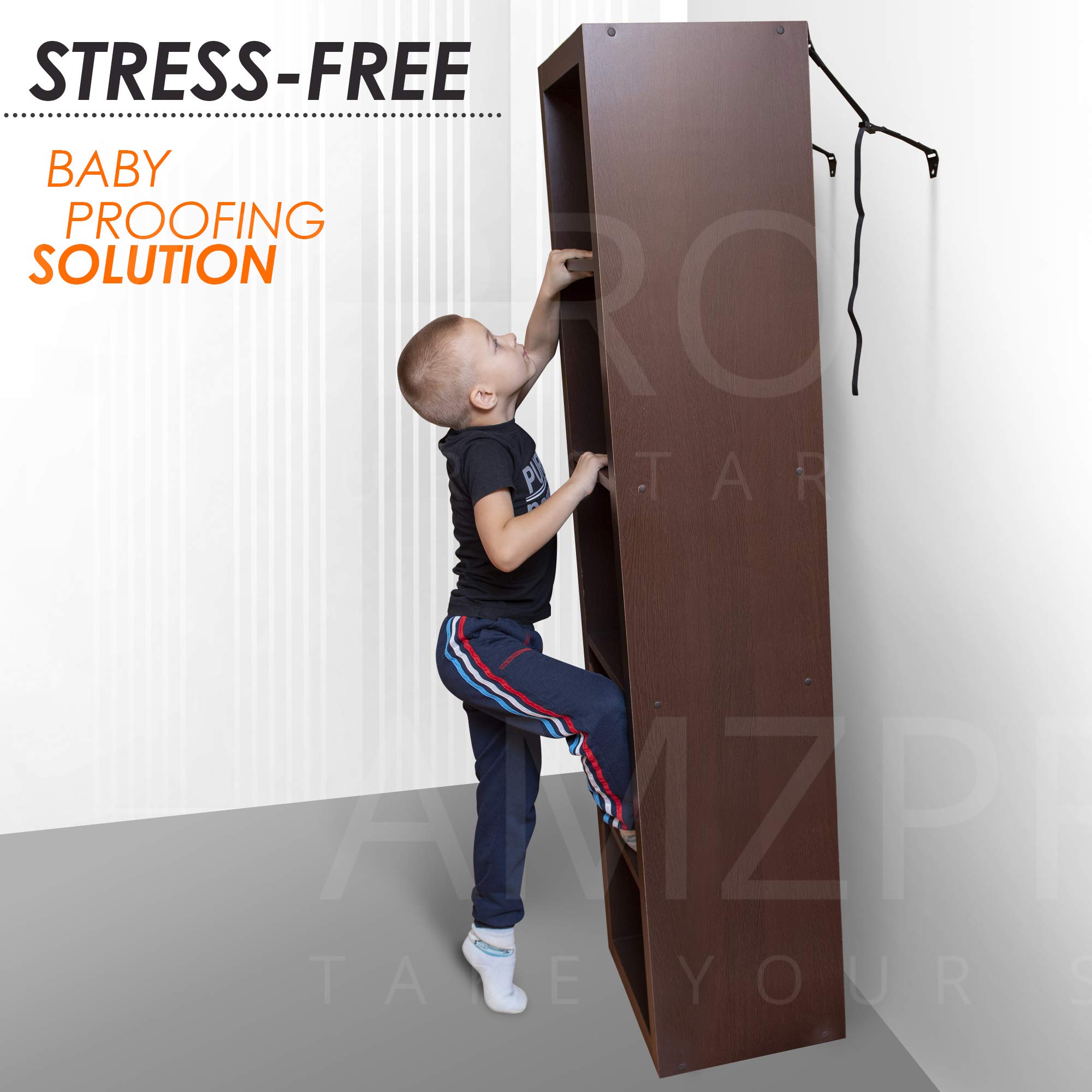 Safety Straps - Anti-Tip Strap - Baby TV Strap - TV Anchor Straps - Secure Strap - TV Earthquake Strap - TV 4 Straps - TV Tether Strap - TV Tip Strap