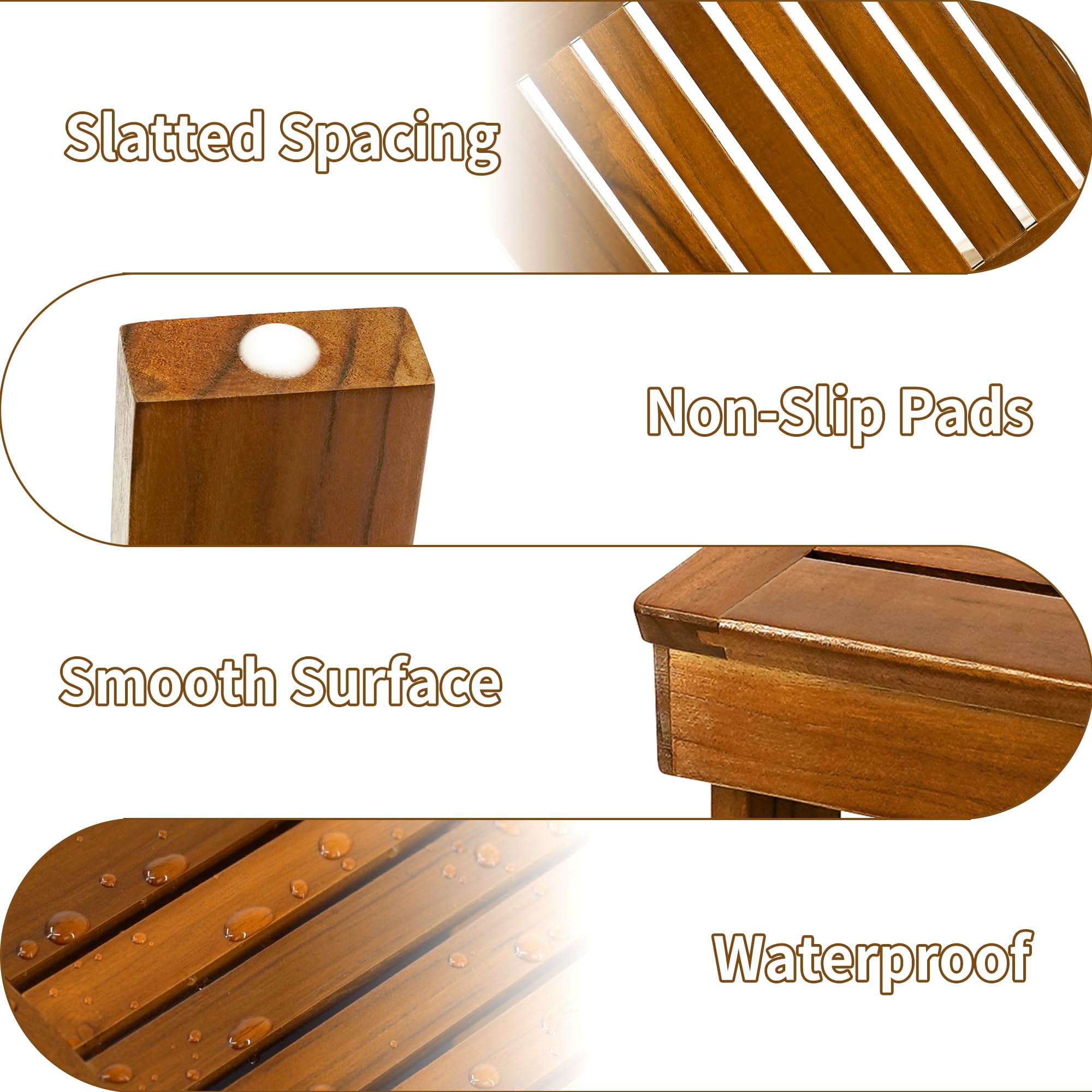 Utoplike Teak Shower Stool for Shaving Legs, Shower Foot Rest for Inside Shower, Sturdy Wooden Corner Shower Step for Bathroom