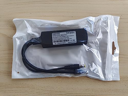 REVODATA Gigabit PoE Splitter 12V 2A Output with IEEE 802.3af/at Standard Compliant 10,100,1000Mbps Power Over Ethernet Splitter Adapter for Security Camera CCTV Surveillance 5.5x2.1mm DC PlugPS5712TG