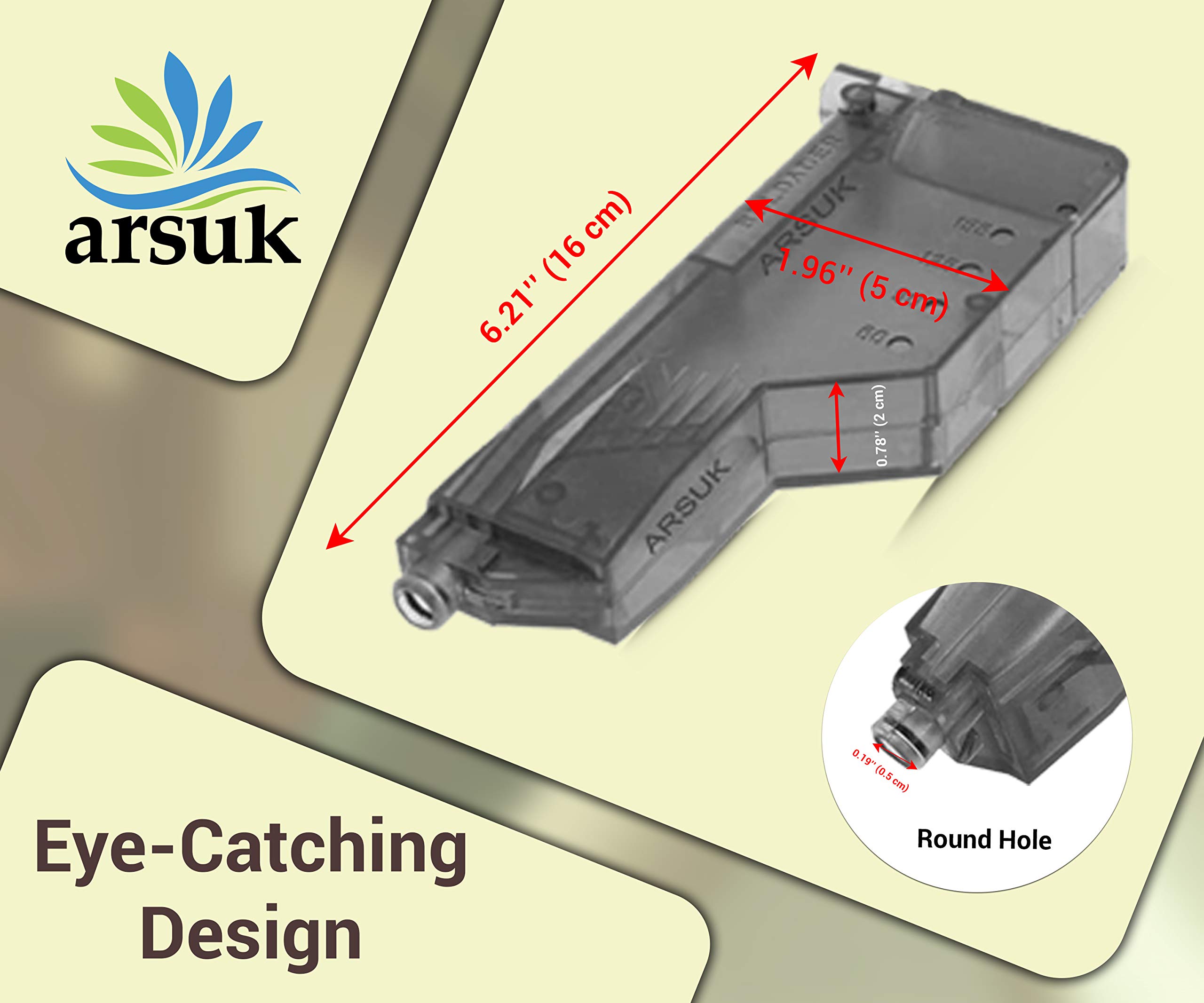 ARSUK Airsoft Speed Loader with Adapter for 6mm bb Pellets, Paintball Magazine Fast Quick Loading Airsoft Tool Accessory for 155 Rounds