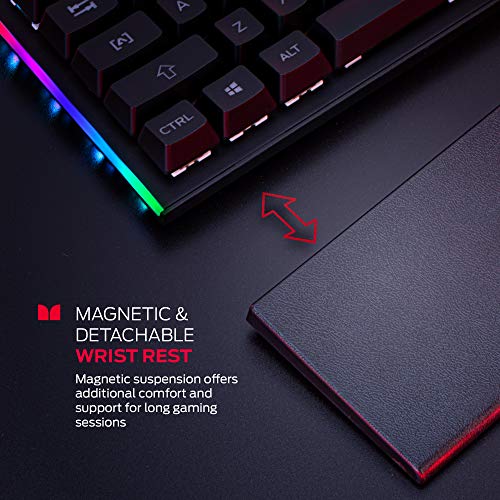 Monster Alpha 5.0 LED Mechanical Gaming Keyboard with Anti-ghosting Individually Backlit RGB Keys, Programmable RGB Lighting Effects, Magnetic Palm Rest and Dedicated Media Keys β for PC Gaming