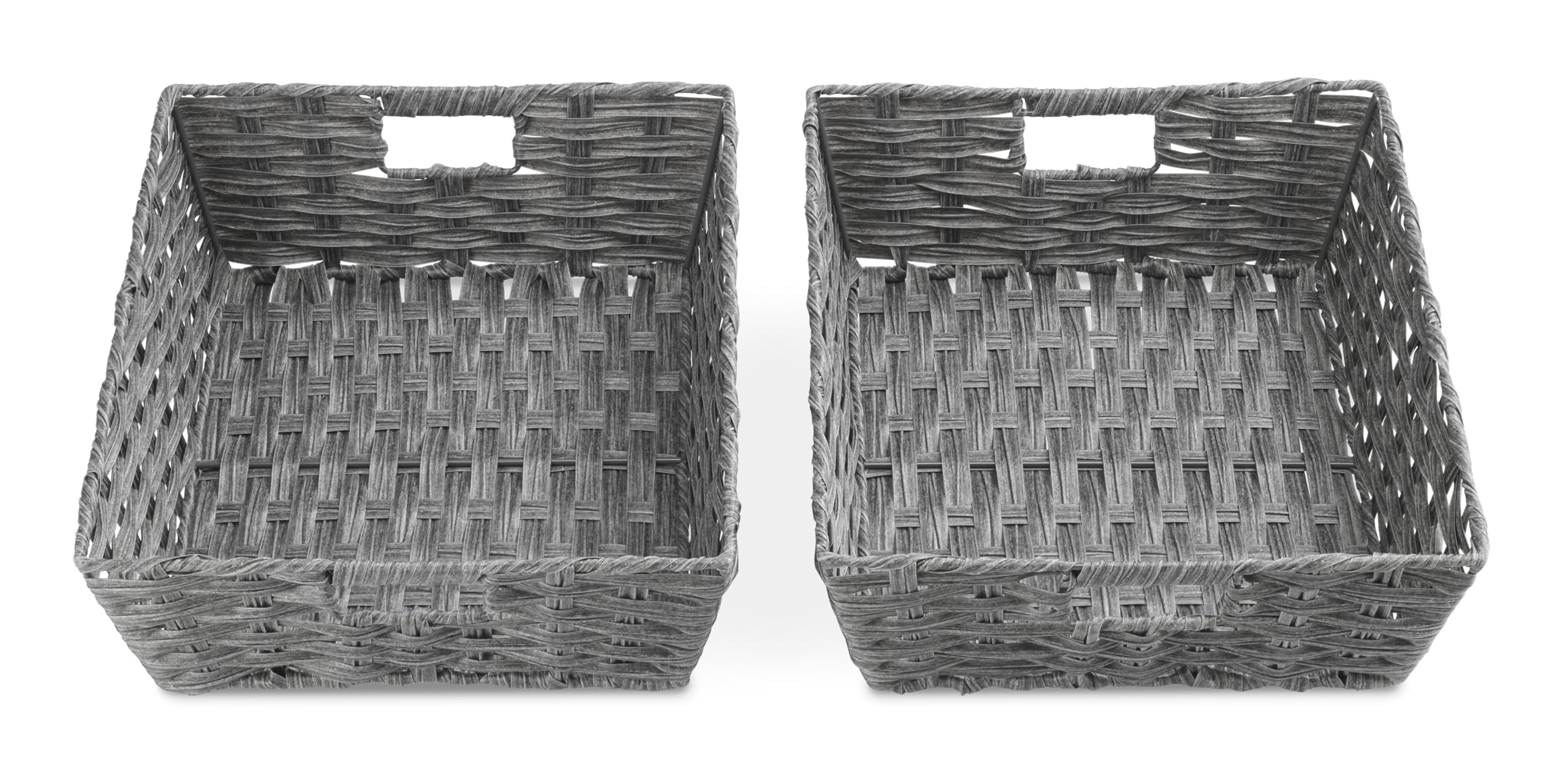 Whitmor Split Rattique Shelf Tote, Set of 2, Smokey