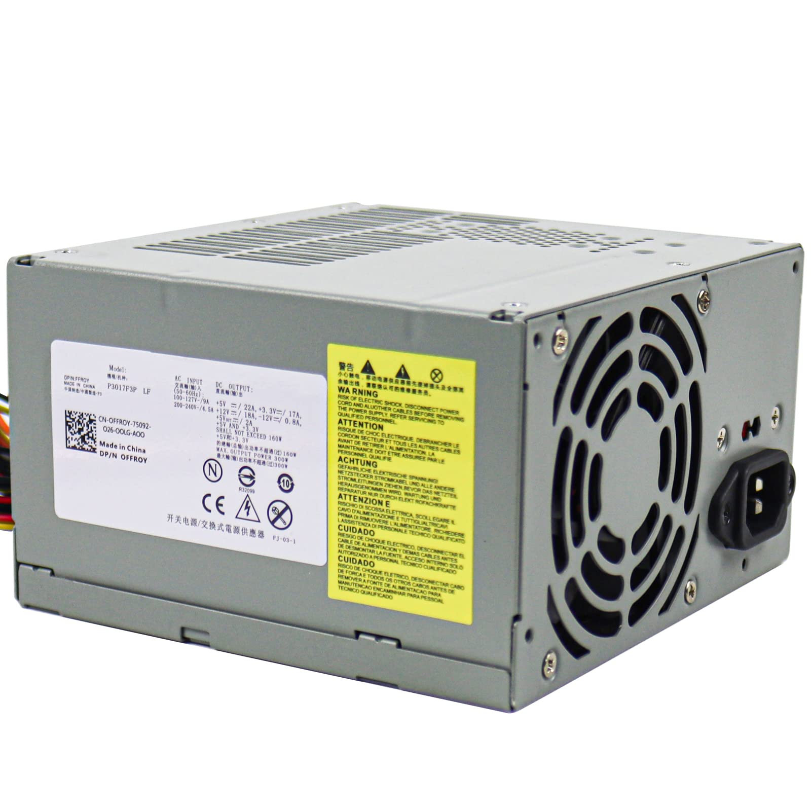 Upgraded 300W P3017F3P LF J036N XW600 Power Supply Replacement for Dell Vostro, Studio Precision Series Mini Towers Systems PS-5301-08, D300R002L PS-6301-6 DPS-300AB-24 DPS-300AB-24 G Power Supply