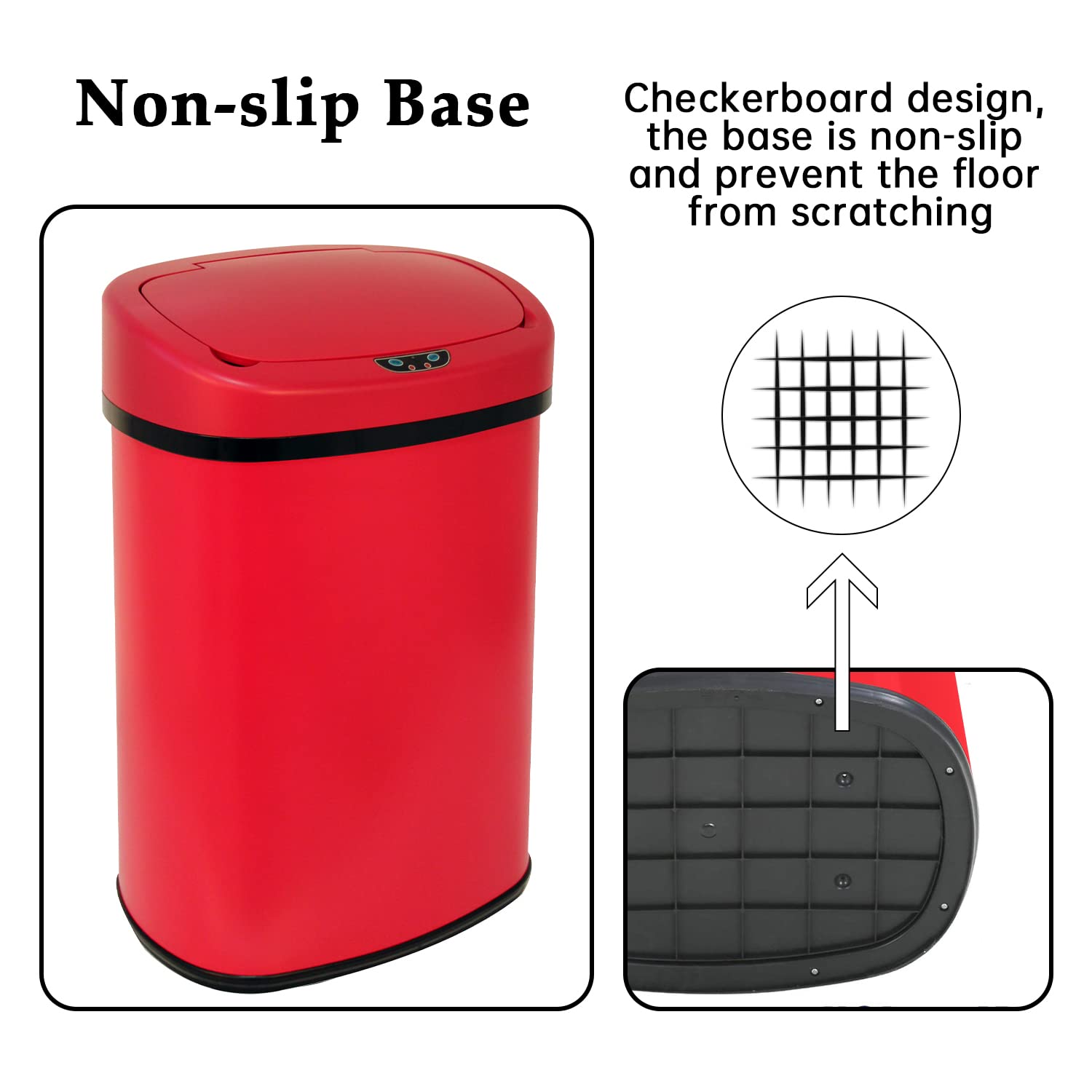 Ckofgdsue 13 Gallon Trash Can Automatic Kitchen Garbage Can Easy-Clean 50L Stainless Steel Brushed Motion Sensor Waterproof with Lid for Bathroom Office (Black)