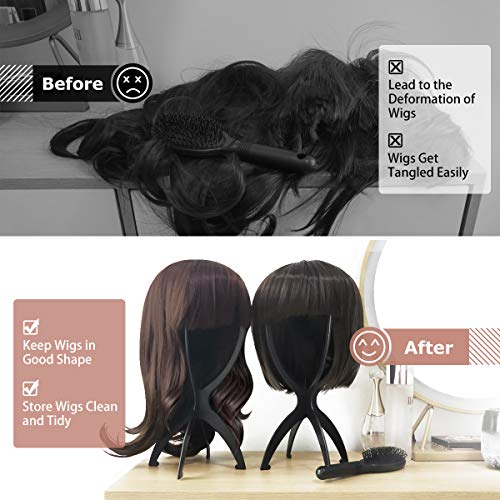 Dreamlover Wig Head Stand for Multiple Wigs, Black, 3 Packs