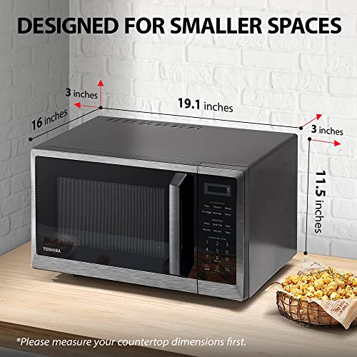 BLACK+DECKER BCRK25B Compact Refrigerator Energy Star Single Door Mini Fridge with Freezer, 2.5 Cubic Feet, Black & TOSHIBA ML2-EM09PA(BS) Small Countertop Microwave Oven With 6 Auto Menus