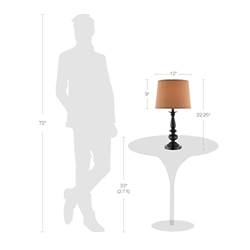 Catalina 18842-002 Traditional 2-Piece Matching Trophy Table Lamp Set with Coffee Silken Shades, 22.25, Classic Oil Rubbed Bronze