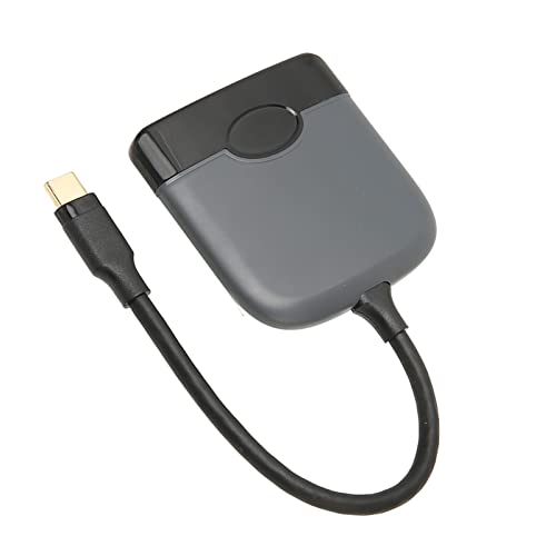 3 in 1 USB C Hub, Plug and Play ABS PC USB C to HD 3 in 1 5 Gbps USB 3.0 Multimedia Keyboard Interface Adapter Gray Black