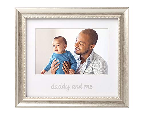 Lil Peach Daddy and Me Photo Frame, Newborn Baby Keepsake, Father's Day Gifts, Gender-Neutral Nursery Decor, 4" x 6" Picture Frame, Silver