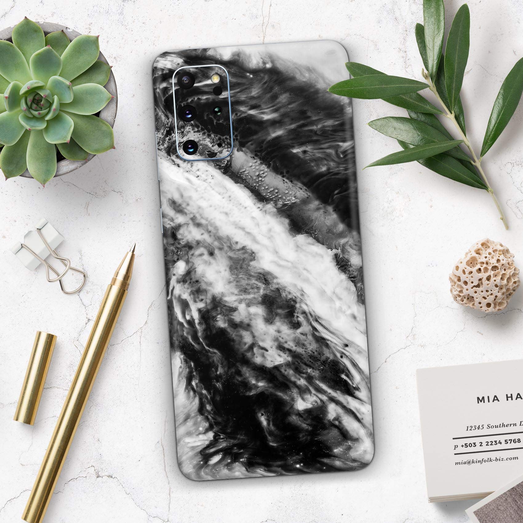 DesignSkinz Liquid Abstract Paint V58 Protective Vinyl Decal Wrap Skin Cover Compatible with The Samsung Galaxy S20 (Screen Trim & Back Glass Skin)