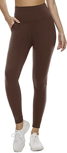 Aoliks Leggings with Pockets for Women - Yoga Pants with Pockets,Buttery Soft High Waist Tummy Control Non See Through Workout Pants (Brown, Large-X-Large)