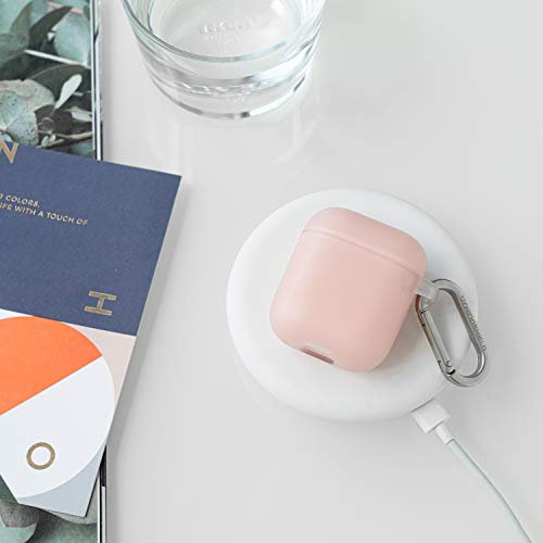 RhinoShield Case with Carabiner Compatible with Apple [AirPods Pro] | Military Grade Drop Protection, Scratch Resistant, Wireless Charging - [Shell Pink, Standard Set]