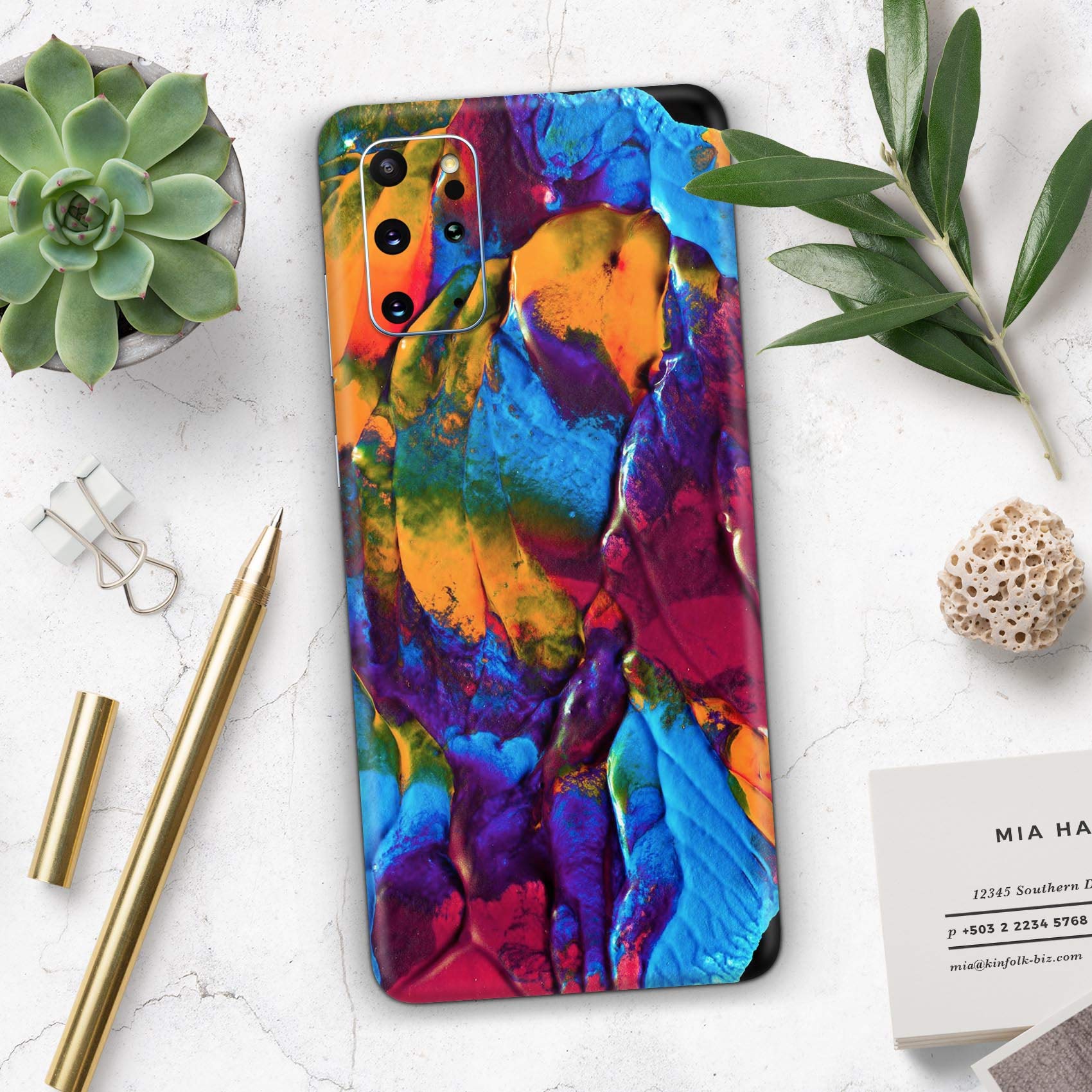 DesignSkinz Liquid Abstract Paint V19 Protective Vinyl Decal Wrap Skin Cover Compatible with The Samsung Galaxy S20 (Screen Trim & Back Glass Skin)