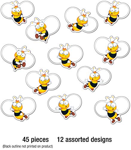 Carson Dellosa 45-Piece Buzz-Worthy Bee Bulletin Board Cutouts, Bumble Bee Cutouts for Bulletin Board, Spring Classroom Décor, Elementary and Seasonal Classroom Décor