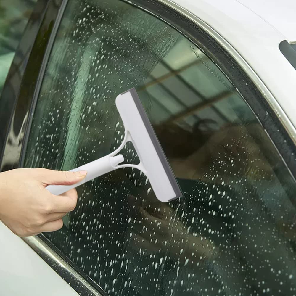 3 in 1 Window Cleaning Tool for Car Indoor Outdoor High Windows, 2023 New Window Squeegee with Spray, Multifunction Magic Broom Brush Squeeze Silicone Broom Sweeping Shower Squeegee (Blue, 1)