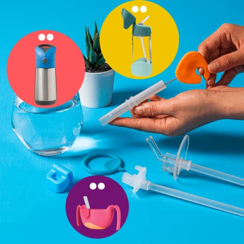 b.box Cleaning Brush Set of 5 Brushes for Sippy Cups, Water Bottles, Bottle Nipples and Straws. Brushes Clip in and Out All on One Handy Ring