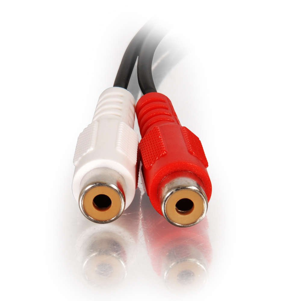 C2G Legrand 3.5mm Stereo Male to RCA Stereo Female, Stereo Audio Extension Cable, Audio Y-Adapter Cable, Black Dual RCA to 3.5mm Adapter, 6 Inch, 1 Count, C2G 40422