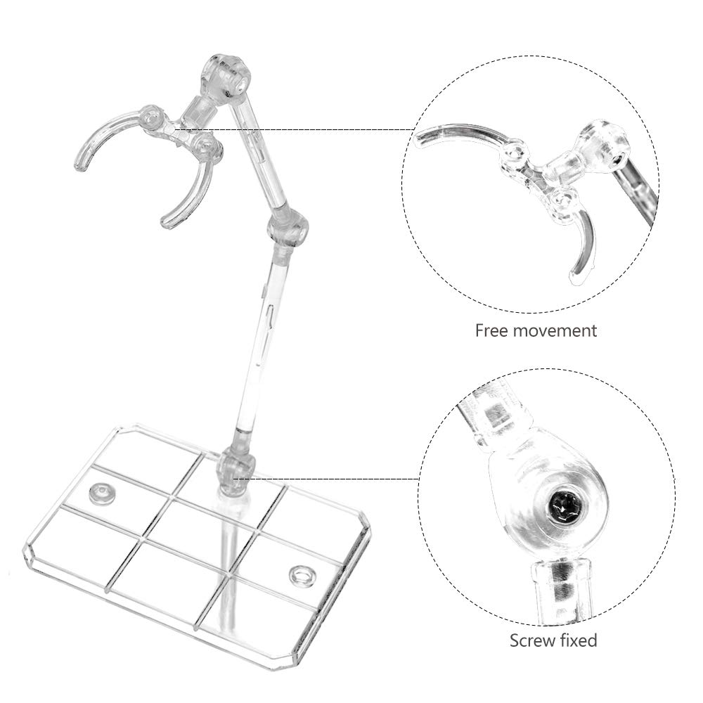 XISTEST Action Figure Stand, 10 PCS Assembly Action Figure Display Holder Base Doll Model Support Stand Compatible with HG RG SD SHF Gundam 1/144 Toy Clear