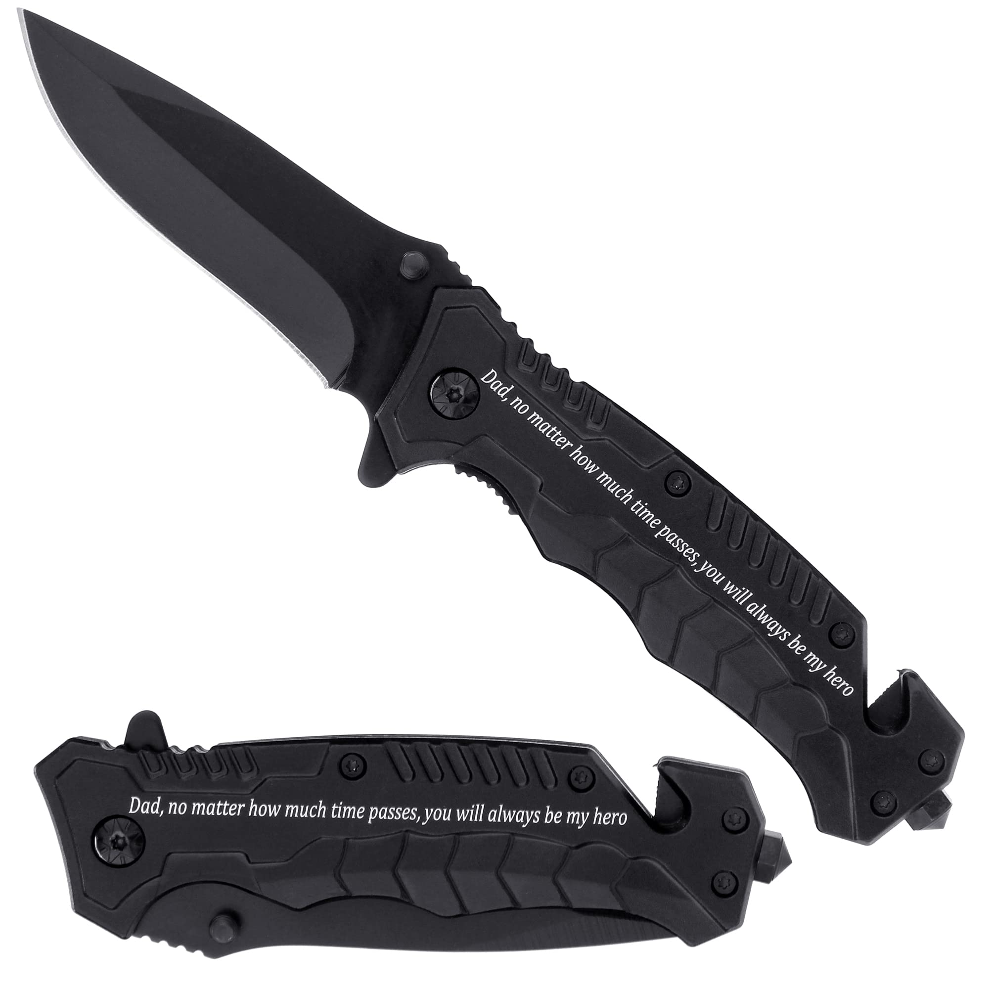 Personalized Tactical Folding Pocket Knife Gadgets Camping Gifts for Dad with Window Glass Breaker,Seatbelt Cutter,Father's Day/Birthday/Valentine's Day for Dad,Husband Gift From Daughter/Son/Wife