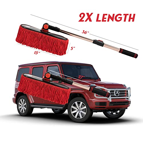 Car Duster Exterior Scratch Free,Soft Car Brush Kit for Car,Truck,SUV,RV and Motorcycle,Wax Cotton Hair,Car Dusters With Extendable Handle,Duster for car Cleaning,Dust Pollen Removing,No Lintā¦