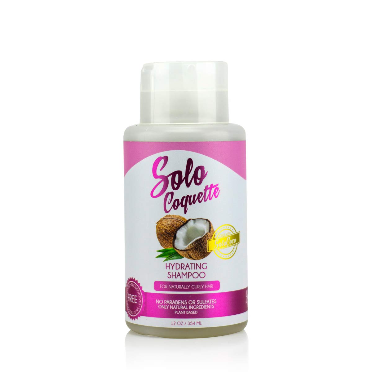 Hydrating Shampoo for Thirsty Curls by SoloCoquette | 100% Vegan, Free from Sulfates, Silicone, Salts. Promote Scalp Health, Hair Growth, and Shine with Virgin Coconut, Cacao and Castor Oils. 12.5floz