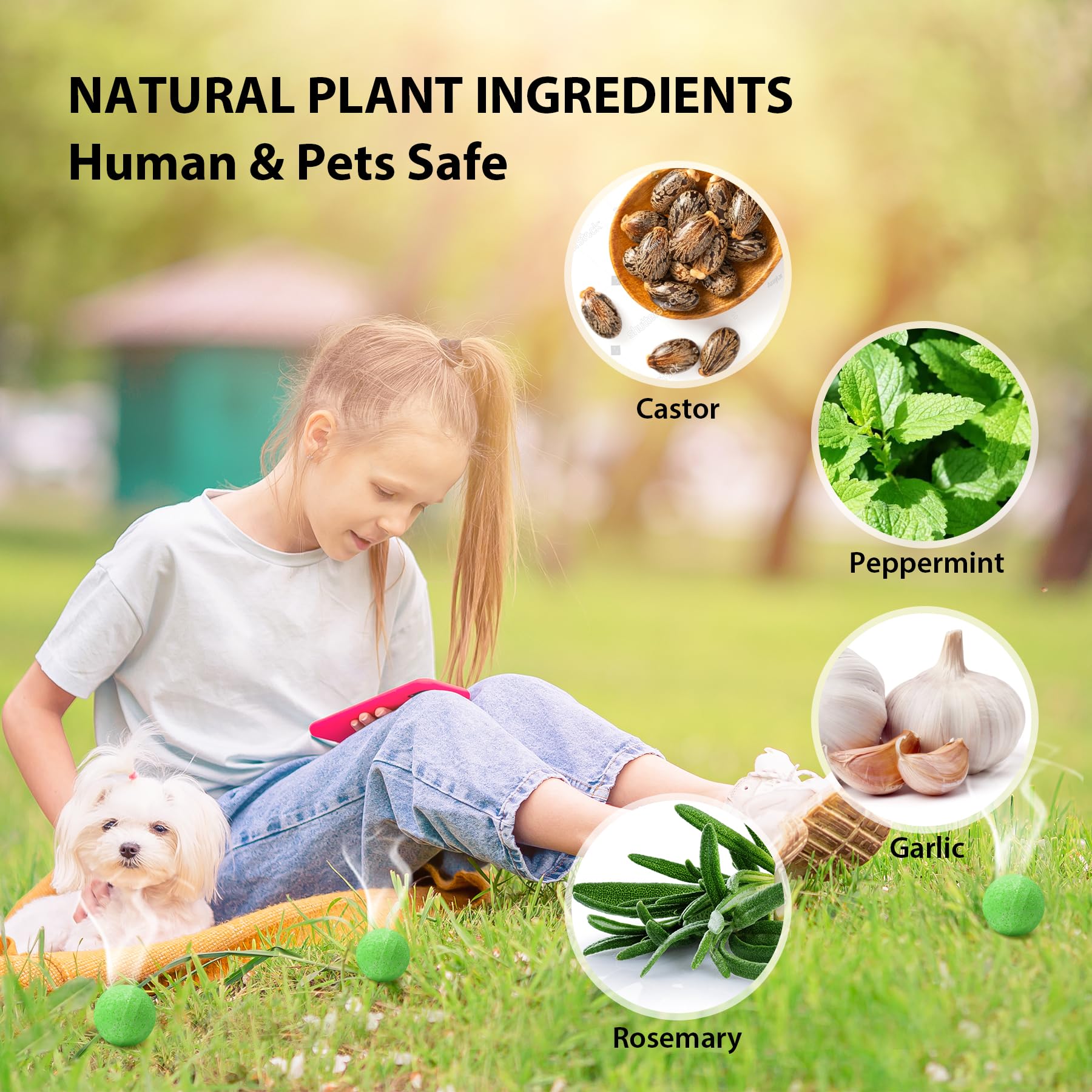 Homsor Mole Repellent for Lawns Castor Oil 10 Packs Gopher Repellent Groundhog Repellent Outdoor Pet Friendly Vole Deterrent Ball to Keep Mole Vole Gopher Groundhog Armadillo Away in Yard Garden