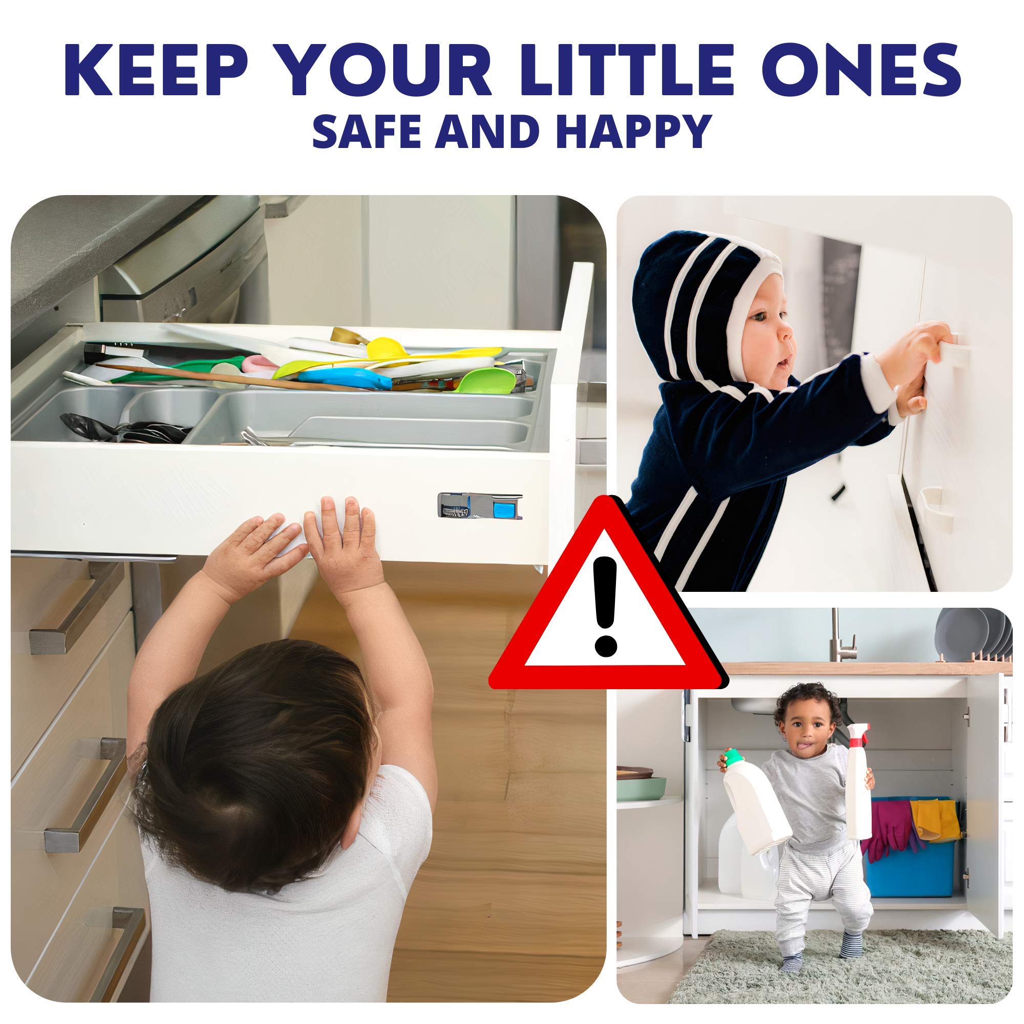 Invisible Baby Proofing Cabinet Locks - Upgraded Version with Strong Adhesive 10x Child Safety Proof Spring Locks for Cabinet & Drawer Toddler and Child Proofing Safety Latch Lock Solution by G2eComme