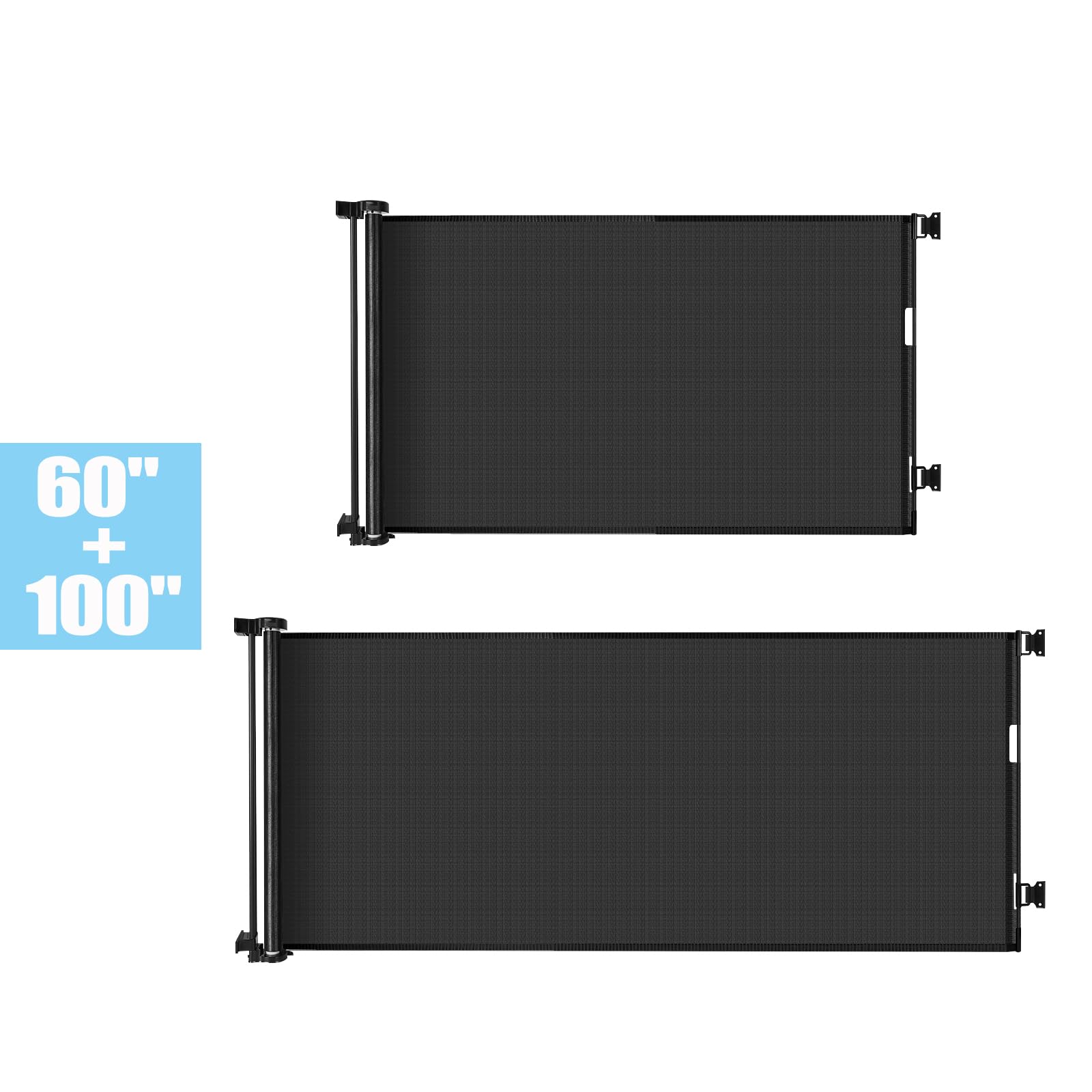 60" Extra Wide Retractable Baby/Dog Gate and 100" Extra Wide Retractable Baby/Dog Gate (Black)