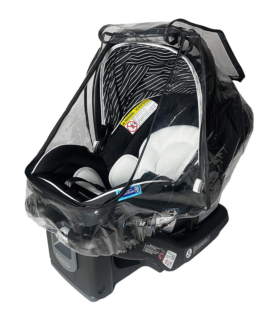 SASHA'S Rain and Wind Cover for Graco Snugride 35 Lite LX Infant Car Seat Clear Design, Maxium Coverage (Infant Carrier not Included)