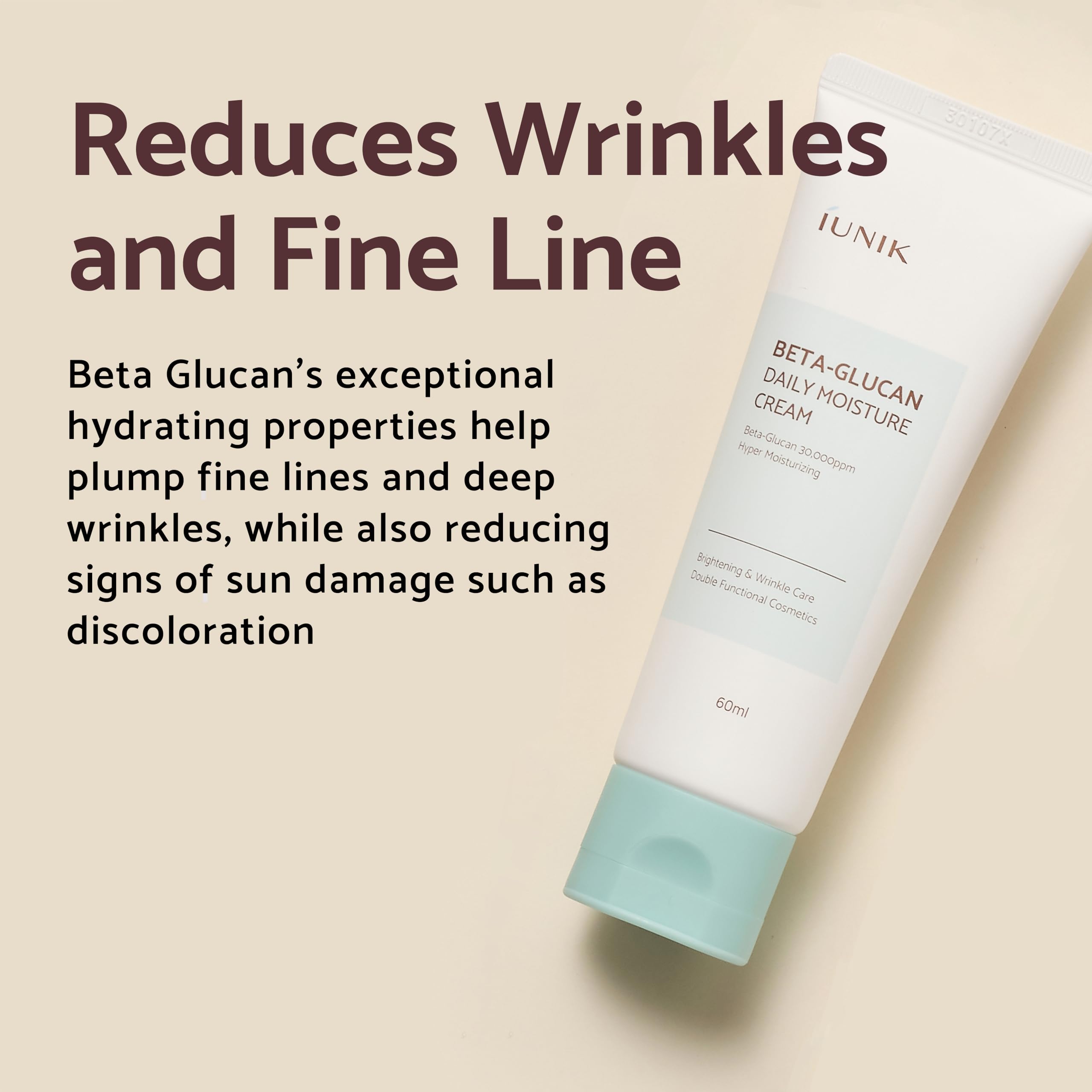 IUNIK Beta-Glucan Vegan Lightweight Non-Sticky Deep Moisture Watery Cream Lotion Daily Moisturizer Quick Absorption Dry Mature Sensitive Fine lines Skin Naturally-Derived Centella Vitamin Korean