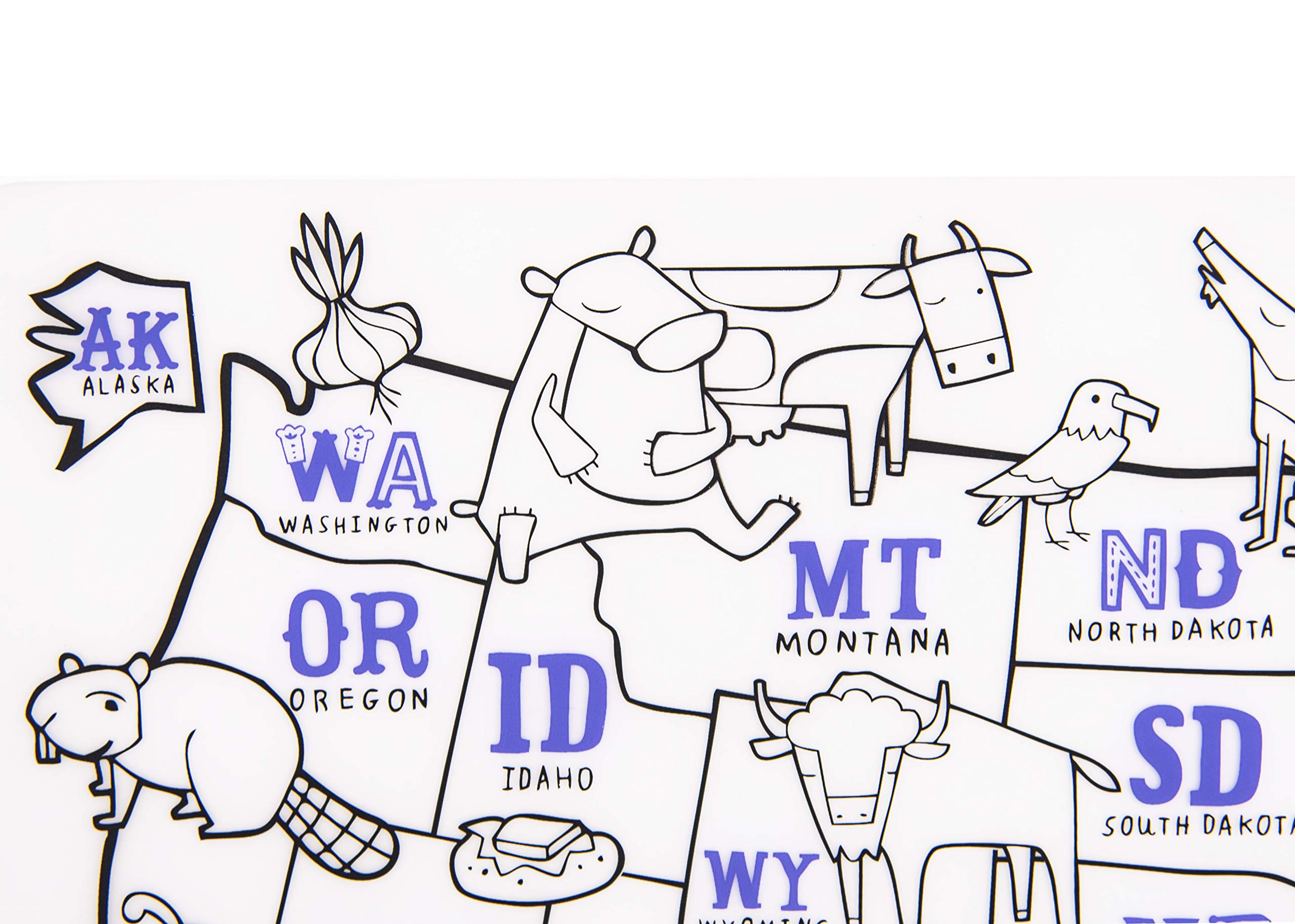 MODERN-TWIST Waterproof, Dishwasher Safe Mark, Mat & Marker Set, US Map