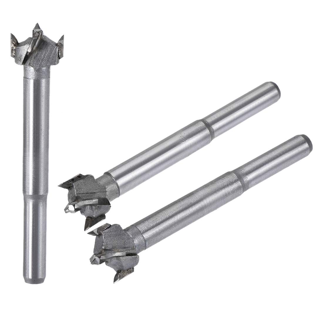 uxcell Forstner Wood Boring Drill Bits 14mm 15mm 16mm Dia. Hole Saw Carbide Alloy Steel Tip Round Shank Cutting for Hinge Plywood Wood Tool 3in1 Set