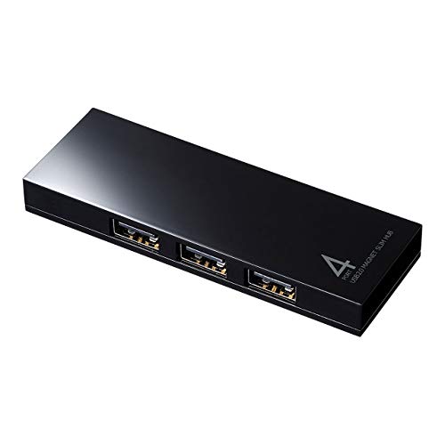 Sanwa Supply USB-2H401BKN Slim 4-Port USB 2.0 Hub with Magnet