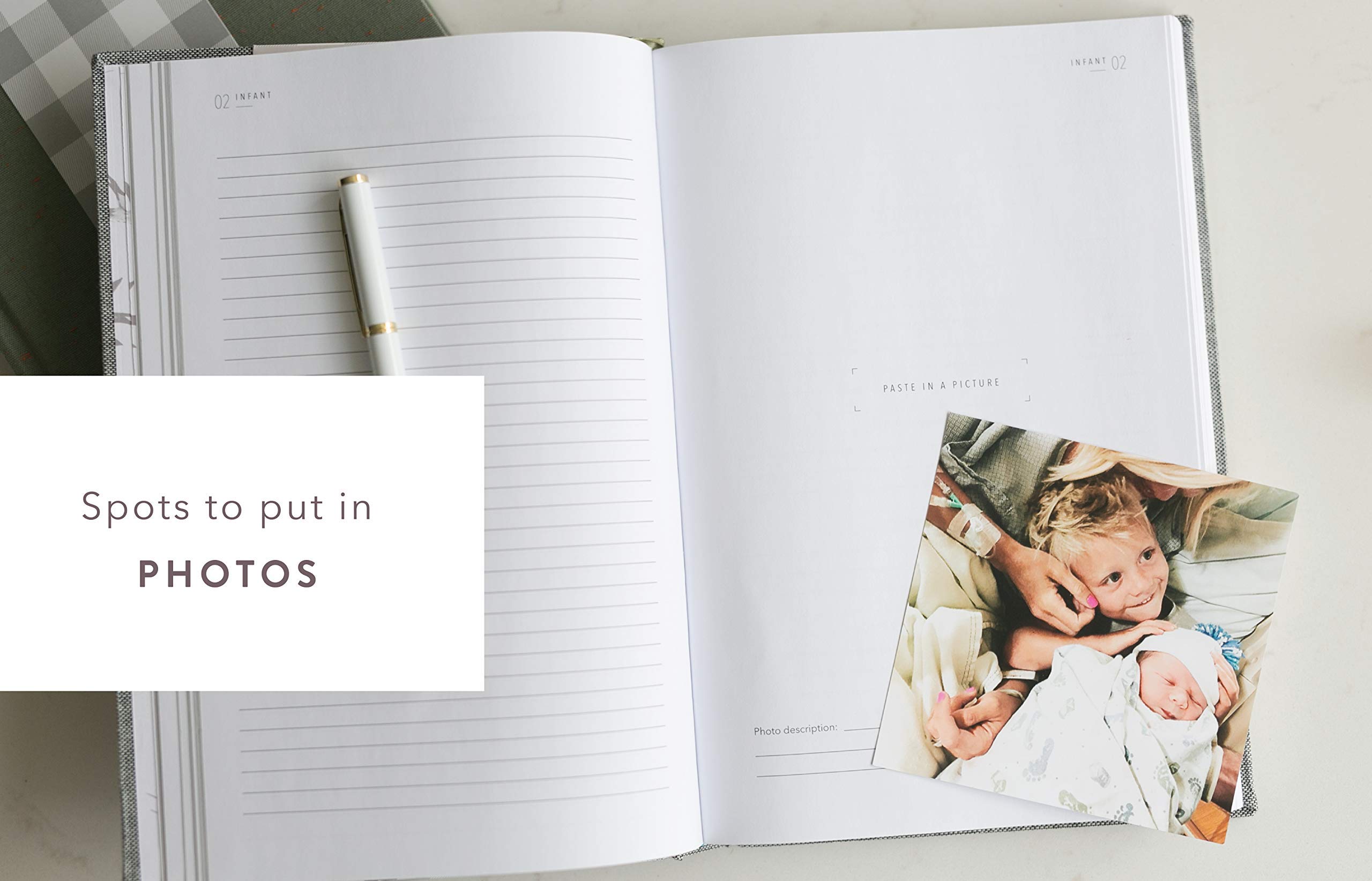 Promptly Journals, A Complete Childhood History: From Pregnancy to 18 Years Old (Sand, Tan, Linen) | Baby Book and Pregnancy Journal | Baby Memory Book
