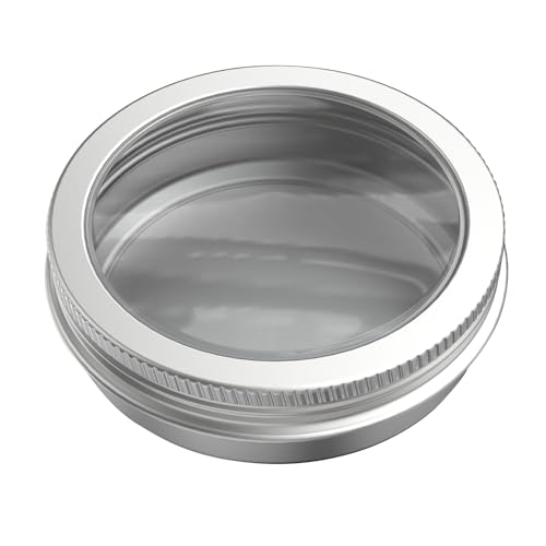 6 Pcs 4 Ounce Aluminum Cans Transparent Top Screw Lid Metal Storage Tins Containers for Storing Spices, Candies, Lip Balm