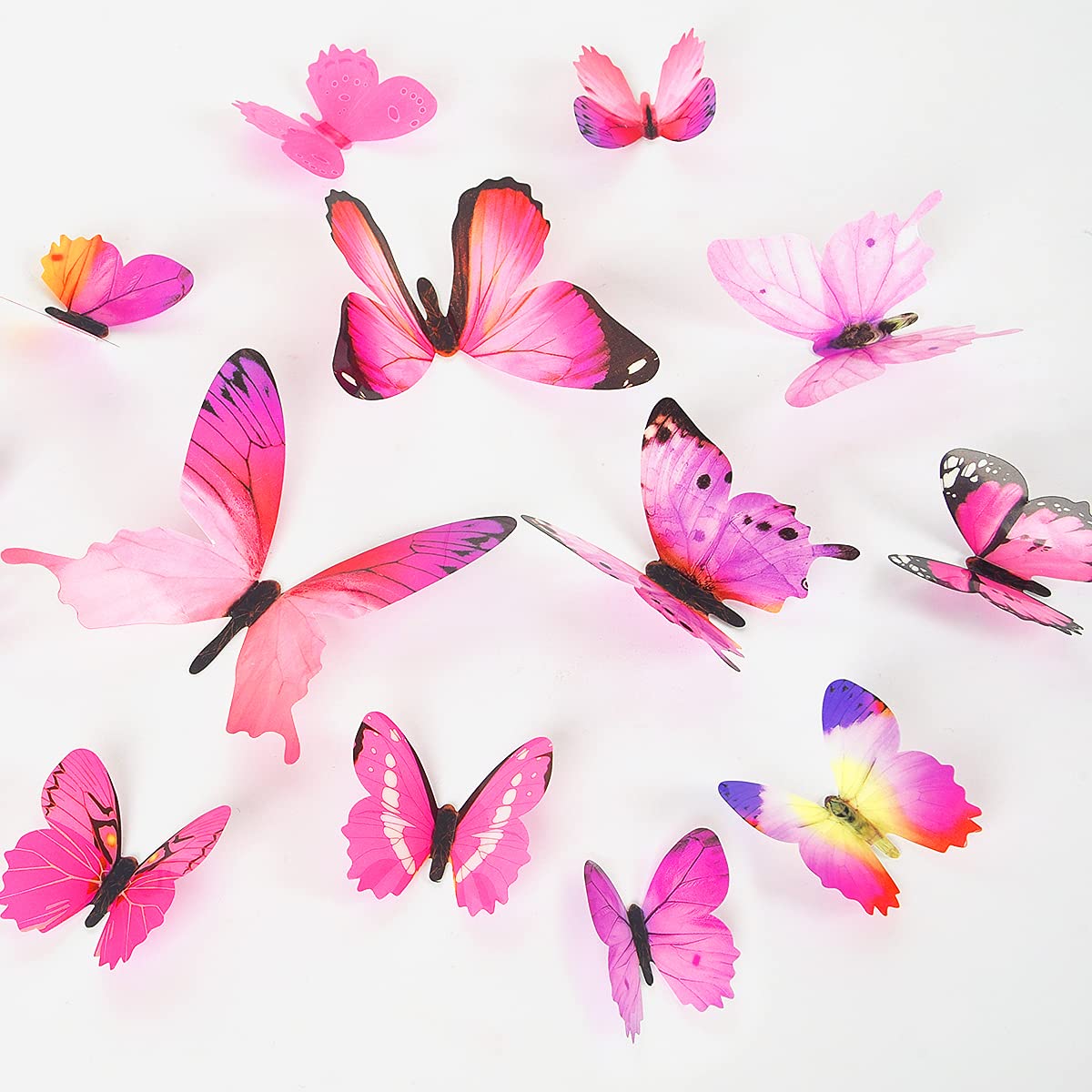 24 PCS Butterfly Wall Decals Butterflies Decor Stickers for Home Decorations Kids Room Bedroom Decor (Pink)