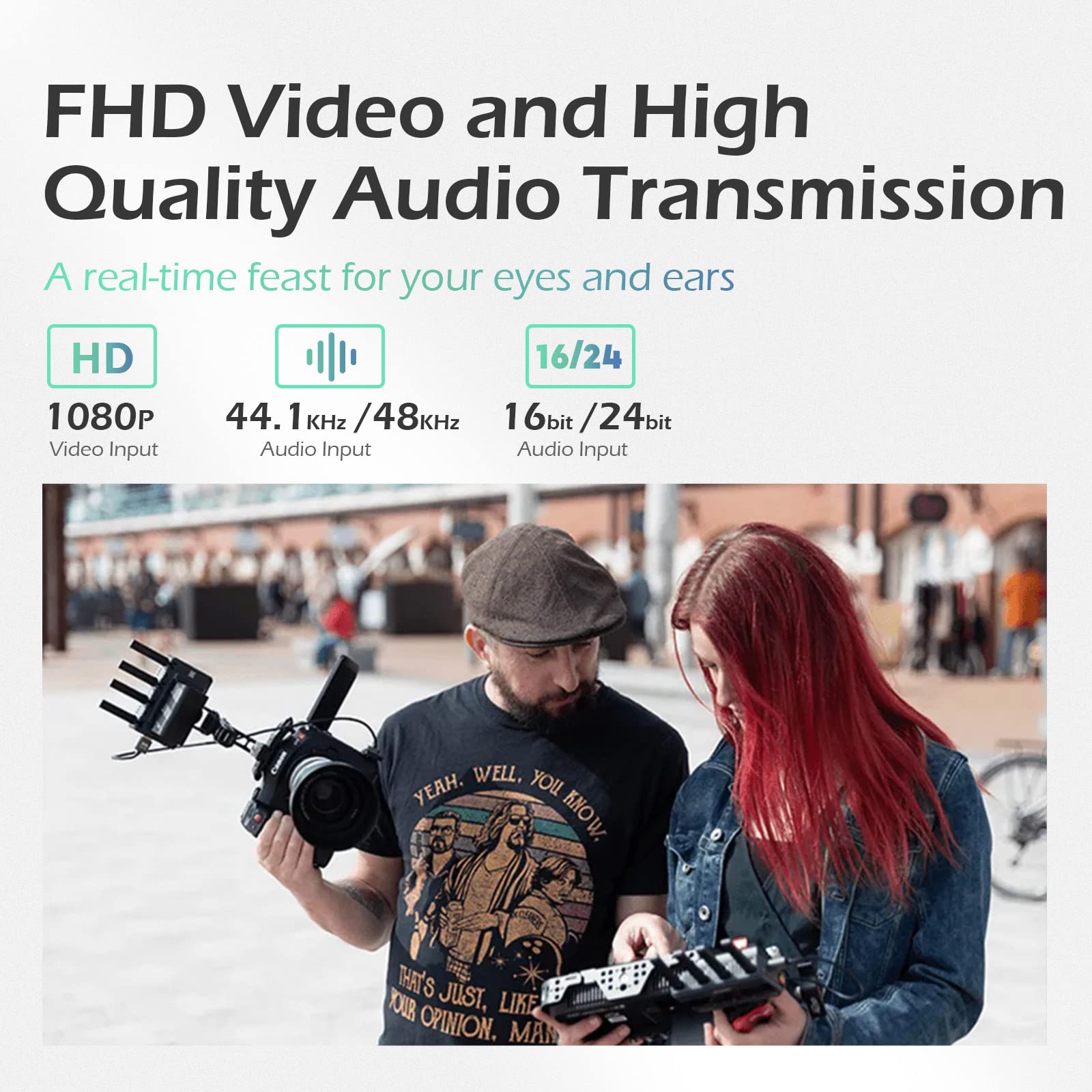 Accsoon CineView Quad Multi-Spectrum Wireless Video Transmission System 2.4GHz + 5GHz 60ms Latency 500 ft/150m Transmission Range SDI & HDMI Monitor Up to 4 iOS or Android Devices for Live-Streaming