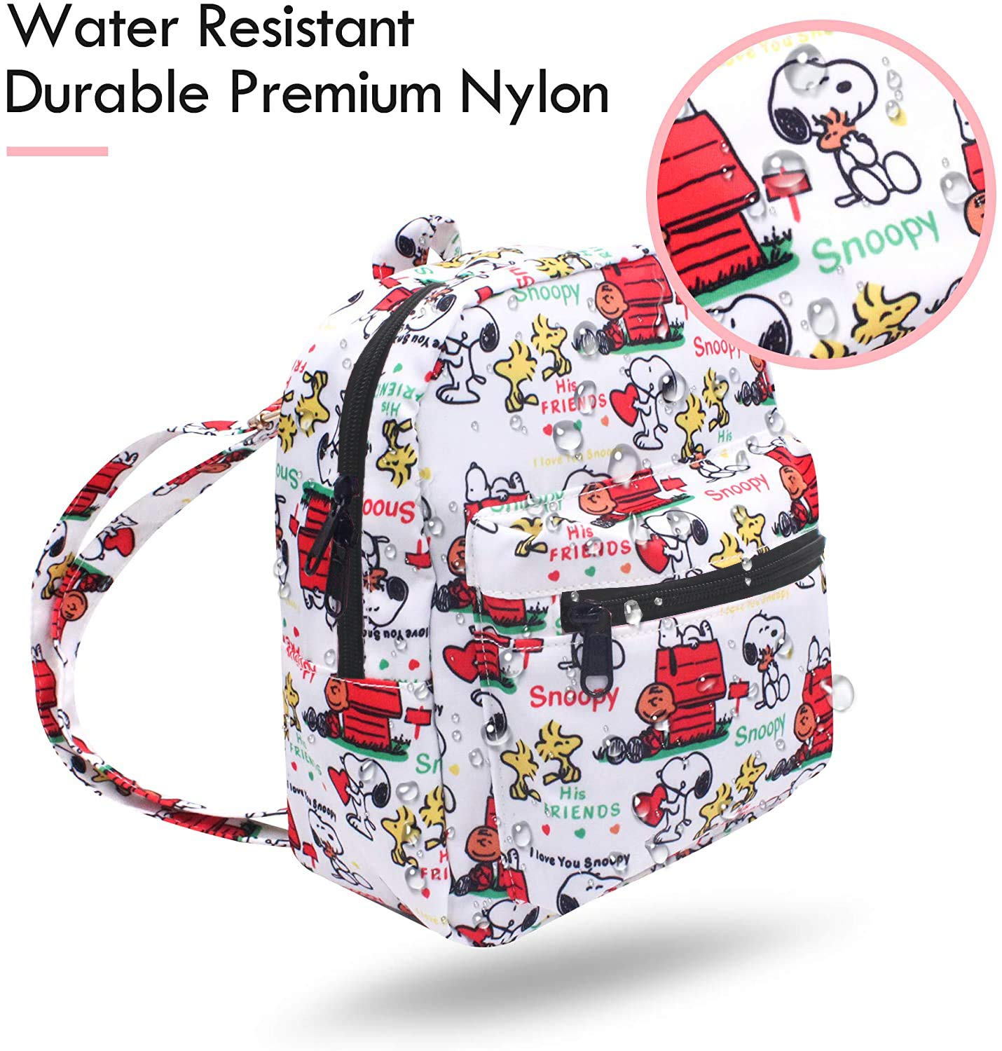 White Dog Small Nylon Bag Multipurpose Causal Daypack for Travel Trip Shopping Tablet iPad Mini up to 8 inches