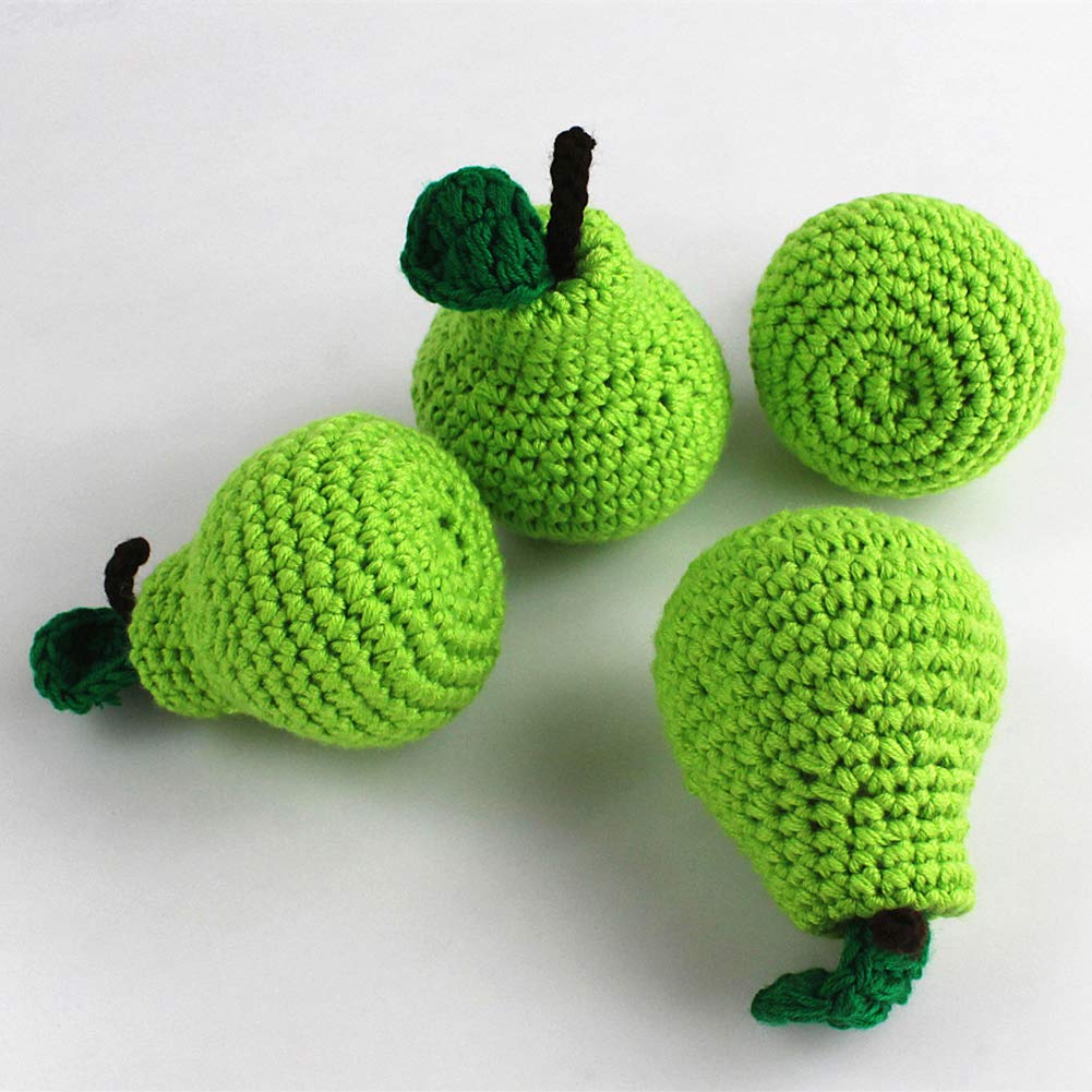 BARMI Realistic Vegetable Fruit Lemon Crochet Knit Toy Newborn Baby Photography Props,Perfect Child Intellectual Toy Gift Set Random Color Green Pear