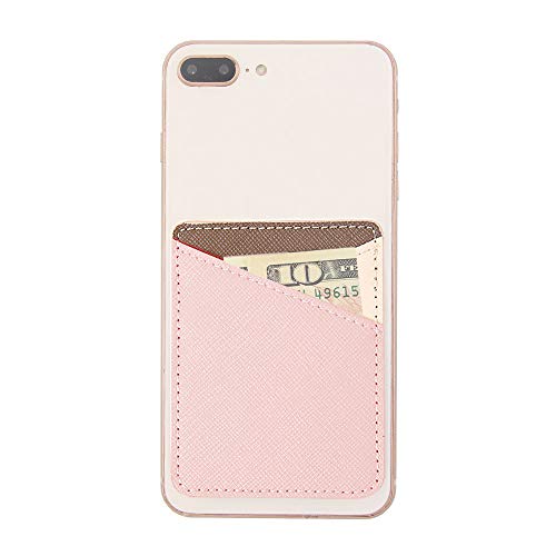 lenoup PU Leather Stick on Cell Phone Wallet,Cell Phone Card Holder Phone Pocket for Credit Card, Business Card ID and Keys(Beige)