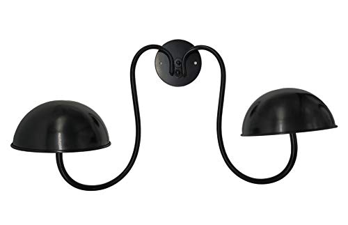Owlgift Modern Metal Wall Mounted Entryway Retail Hat Rack/Wig Display Stand w/ 2 Circular Hat Hooks, Black