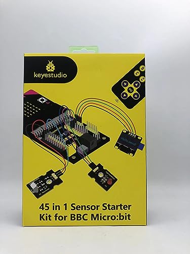 KEYESTUDIO 45 Sensors Starter Kit with Micro:bit V2.2 for Learning Microbit V2 Coding, Sensor Breakout Board, i2c LCD, OLED Display, Water Sensor, 5v Relay Accessories with Tutorials for Teens Adults
