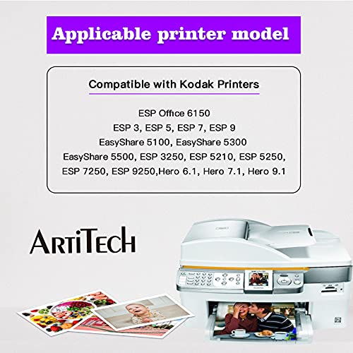 Replacements for Kodak 10XL 10B 10 Black Compatible Ink Cartridge 5 Pack Black Ink Use for Kodak 5100 5300 5500 ESP3250 ESP5250 ESP3 ESP5 ESP7 ESP9 Hero 7.1, 9.1 Printers